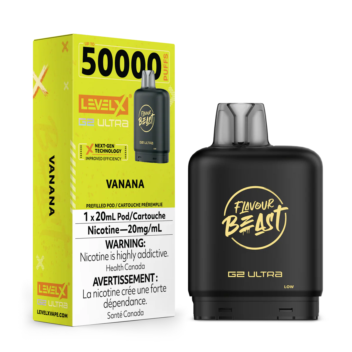 Level X G2 Ultra 50K Vanana Vape Pod, 20mL - Vapor Shoppe
