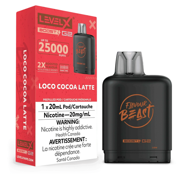 Level X Boost G2 Flavour Beast Loco Cocoa Latte Vape Pod, 20mL - Vapor ...