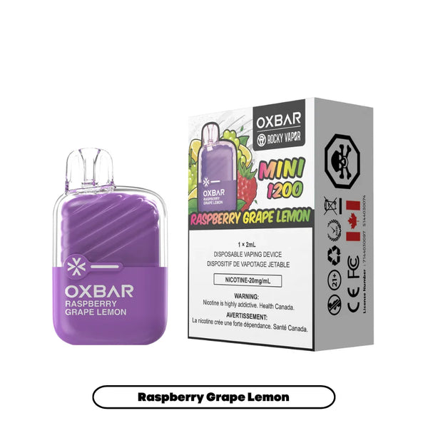Oxbar Mini 1200 Raspberry Grape Lemon Disposable Vape, 2mL - Vapor Shoppe