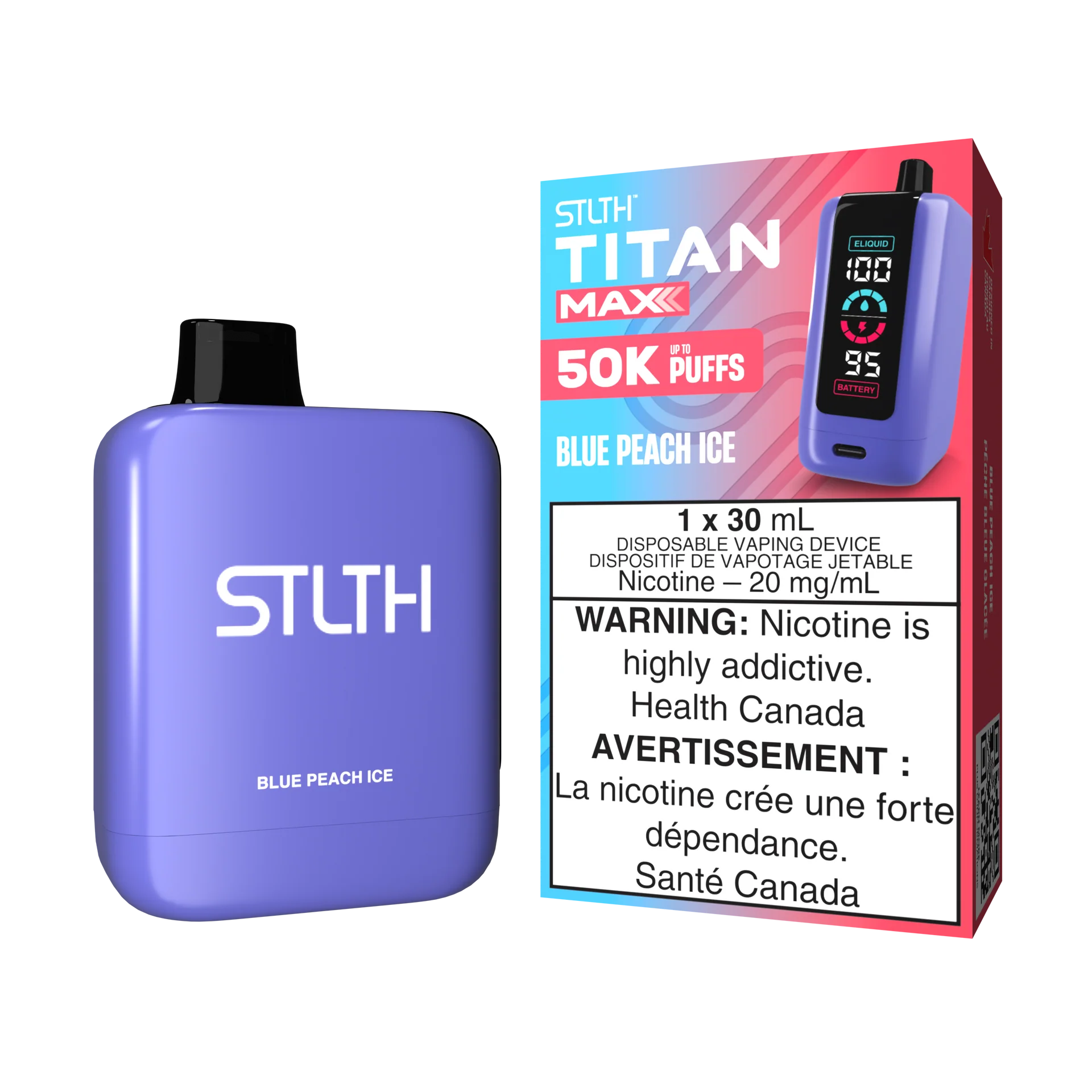 STLTH Titan Max 50K Blue Peach Ice Disposable Vape, 30mL - Vapor Shoppe