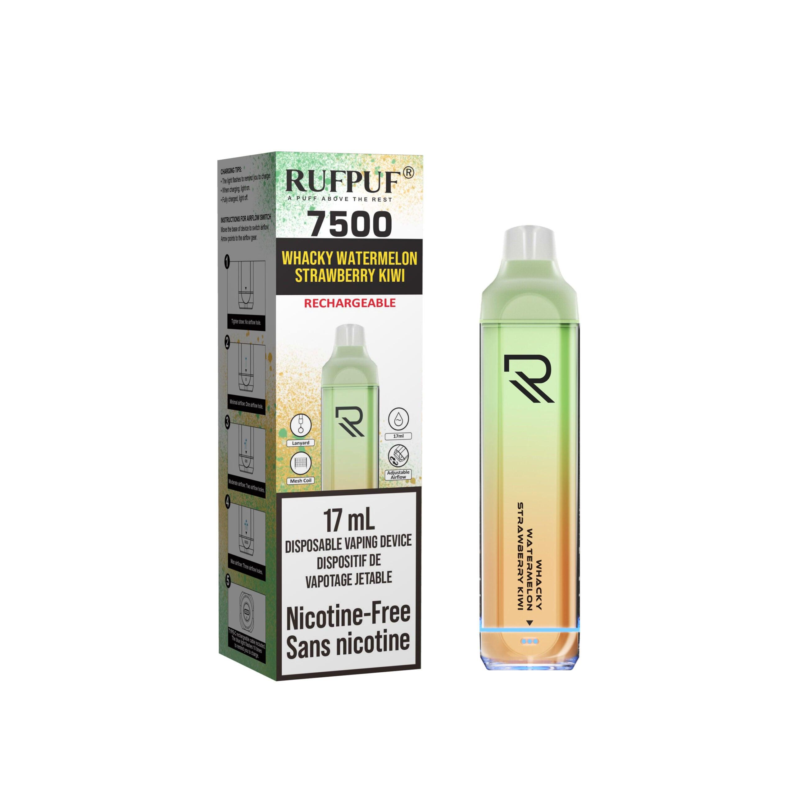 Rufpuf 7500 Zero Nic Whacky Watermelon Strawberry Kiwi Disposable Vape ...