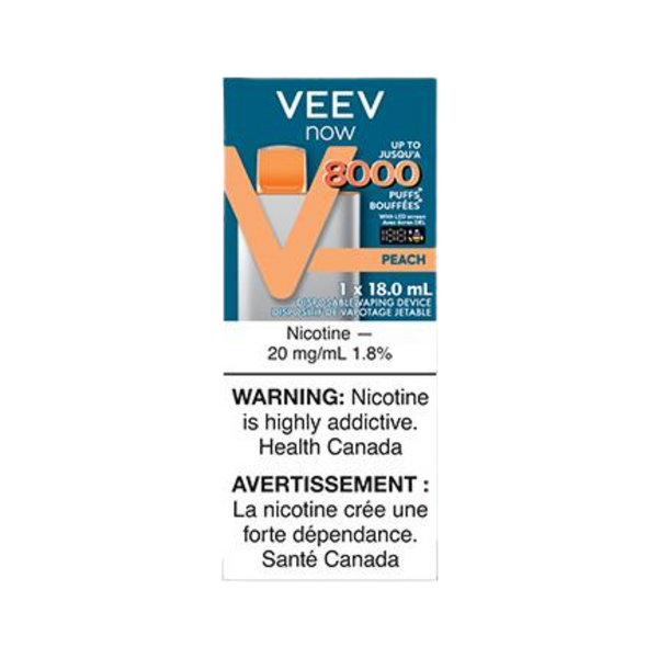 Veev Now 8000 (18 ml) Pêche Vapoteuse Jetable, 18 ml – Vapor Shoppe